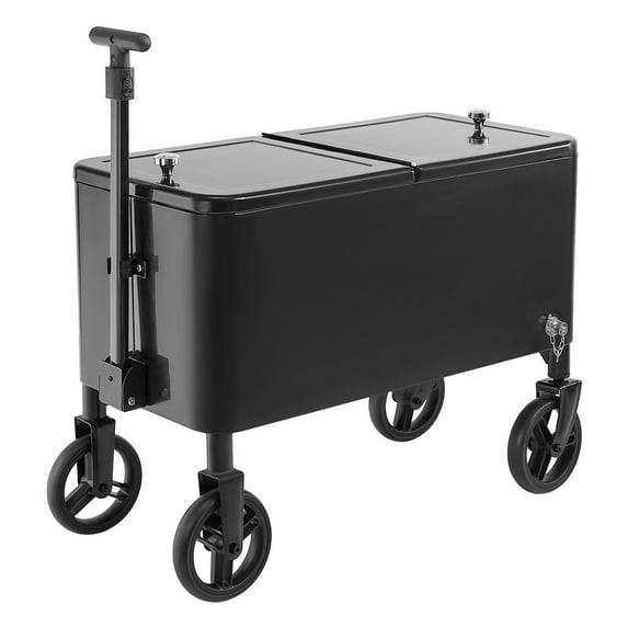 VEVOR 80 Quart Rolling Ice Chest Cart, with 2-Stage Telescopic Pull ...