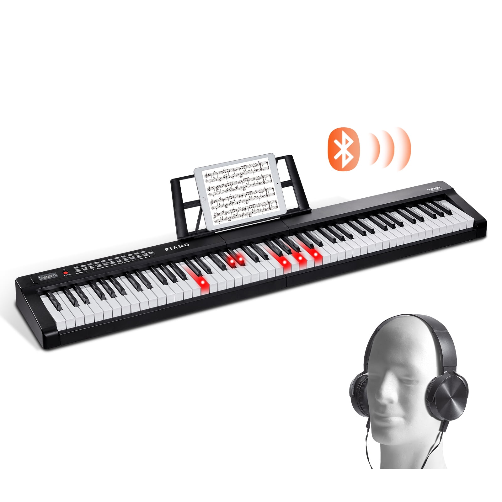 VEVOR 88 Key Digital Piano Keyboard, Semi Weighted Keys, Full Size ...