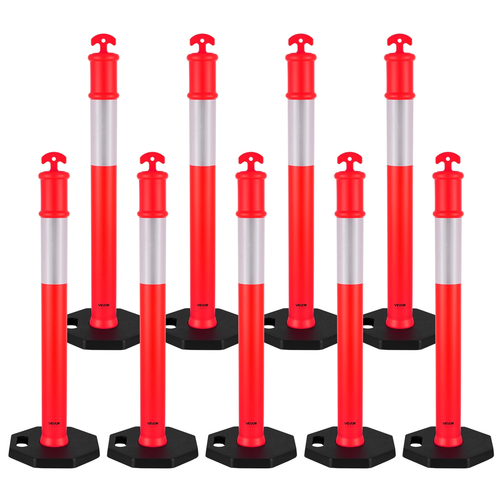 VEVOR 9 Pack Traffic Delineator Posts, 48 inches Traffic Safety Cones ...