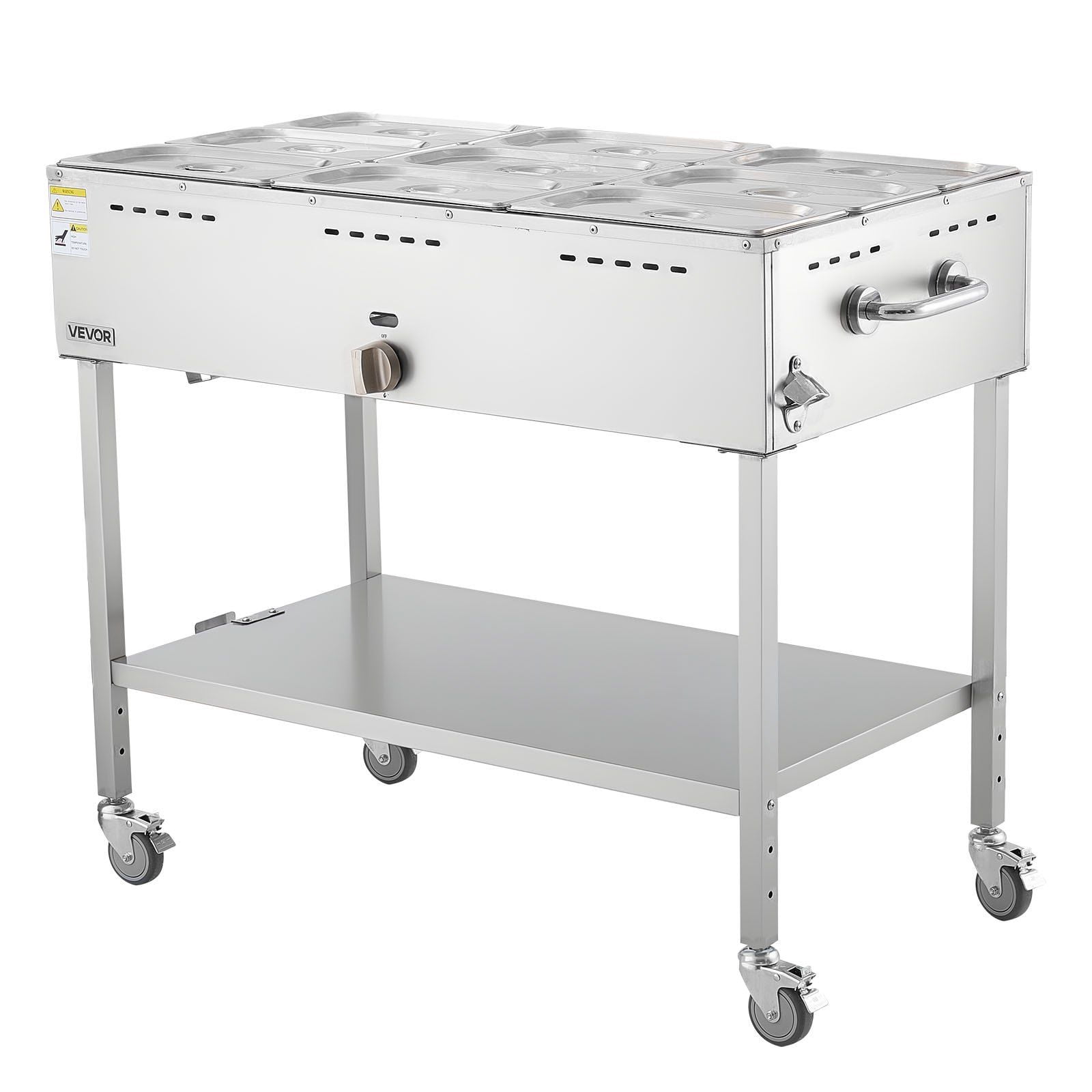 VEVOR 9-Pan Commercial Propane Steam Table, LP Gas Outdoor Soup Warmer ...
