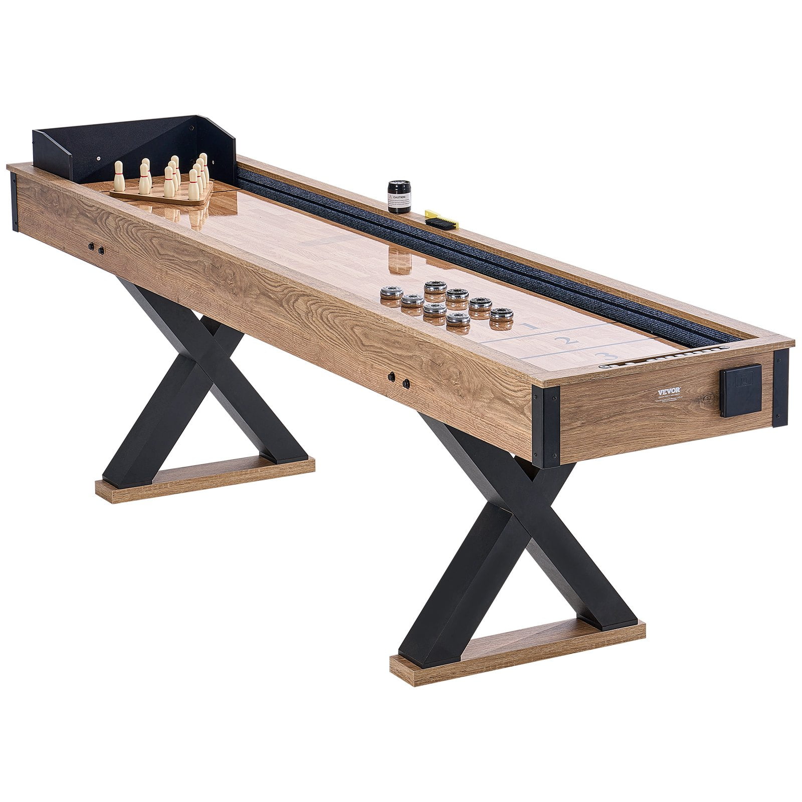 VEVOR 9 ft Shuffleboard Table - 2-in-1 Shuffleboard and Bowling Combo ...