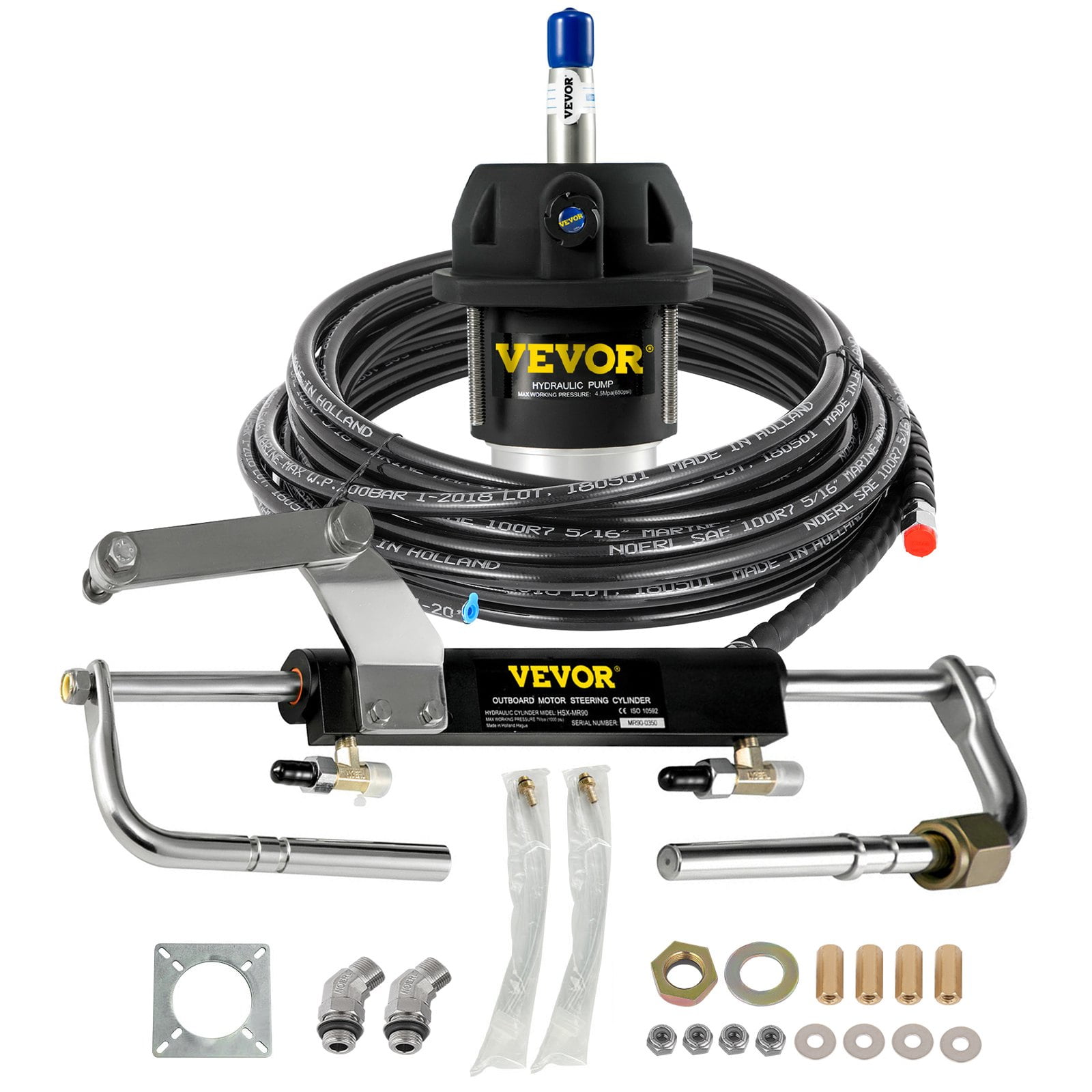 VEVOR 90HP Outboard Hydraulic Steering Kit - Includes Helm Pump ...