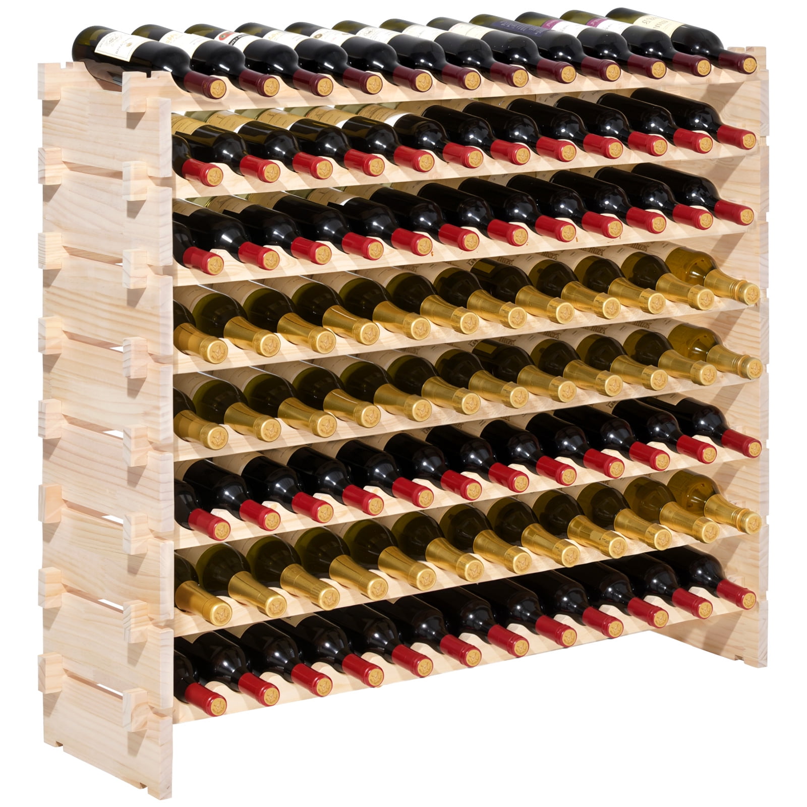 VEVOR 96 Bottle Stackable Modular Wine Rack, 8-Tier, Floor Freestanding ...