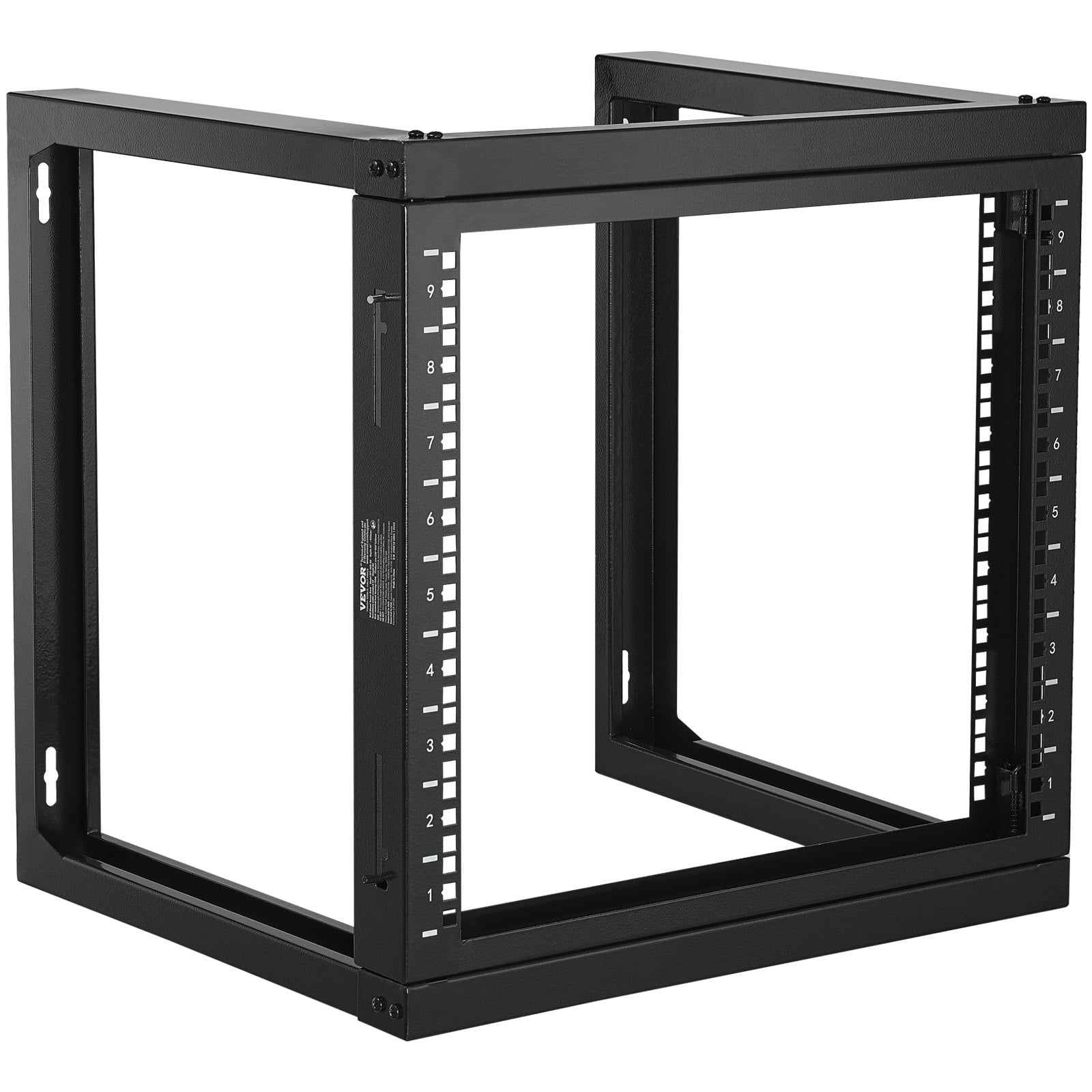 VEVOR 9U Wall Mount Open Frame Server Rack - 150 lbs Capacity, Black ...