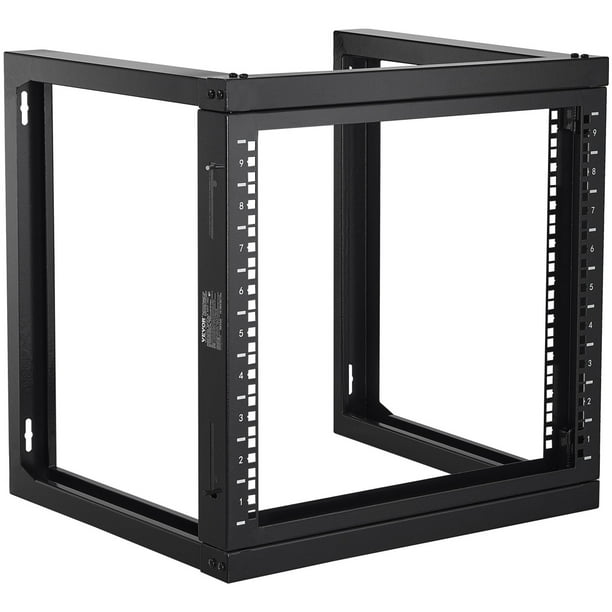 VEVOR 9U Wall Mount Open Frame Server Rack - 150 lbs Capacity, Black ...