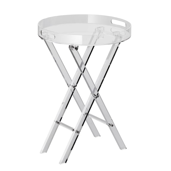 VEVOR Acrylic Folding Tray Table, Acrylic End Table with Folding X Leg ...