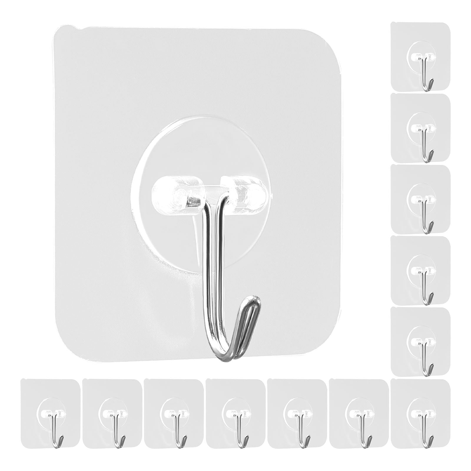 VEVOR Adhesive Hooks, 12 Pack Self-Adhesive Towel Coat Hooks, Heavy ...