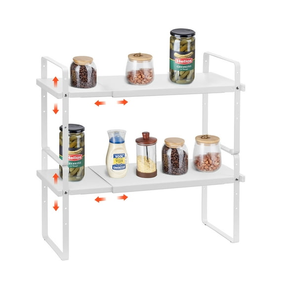 VEVOR Adjustable Kitchen Cabinet Shelf, Expandable 2 Tier Stackable ...