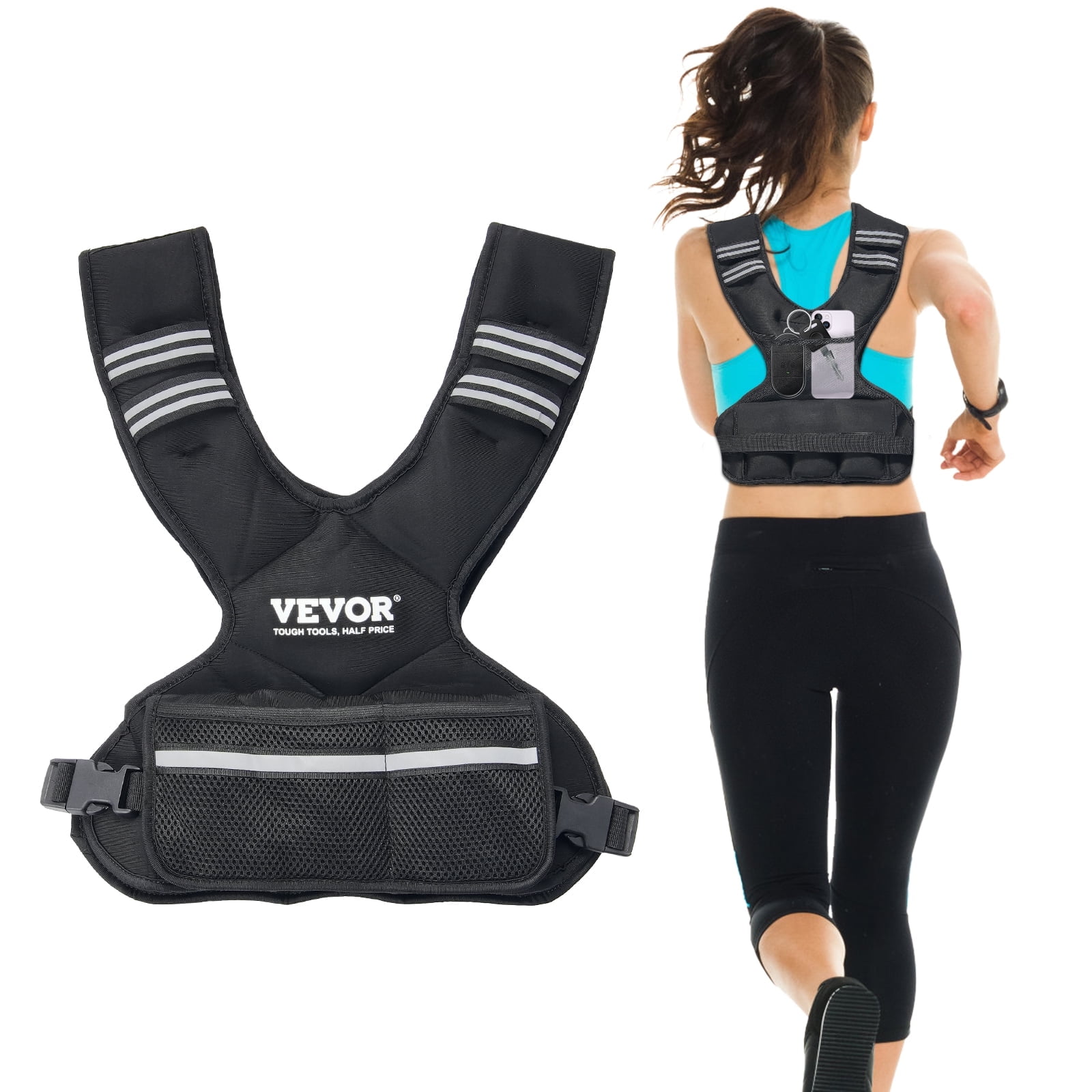 VEVOR Adjustable Weighted Vest, 11-20lb Weight Vest with 6 Ironsand ...