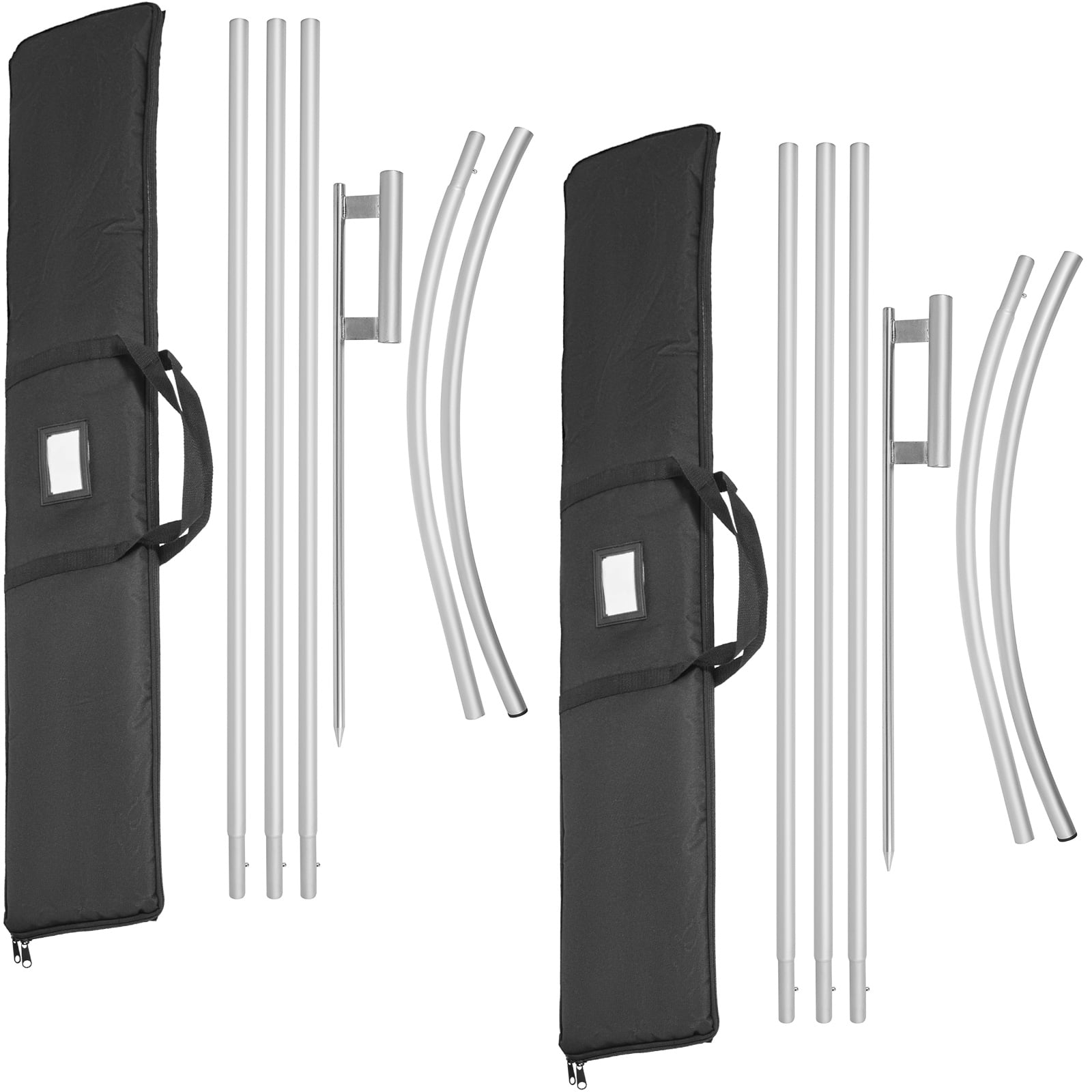 VEVOR Advertising Flag Pole, 2 x Feather Flag Bundles with Ground Spike ...