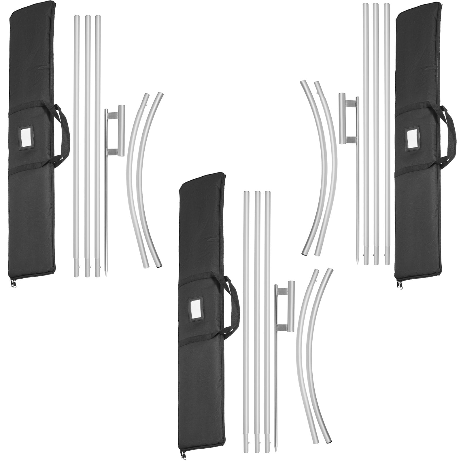 VEVOR Advertising Flag Pole, 3 x Feather Flag Bundles, 16ft Windless ...