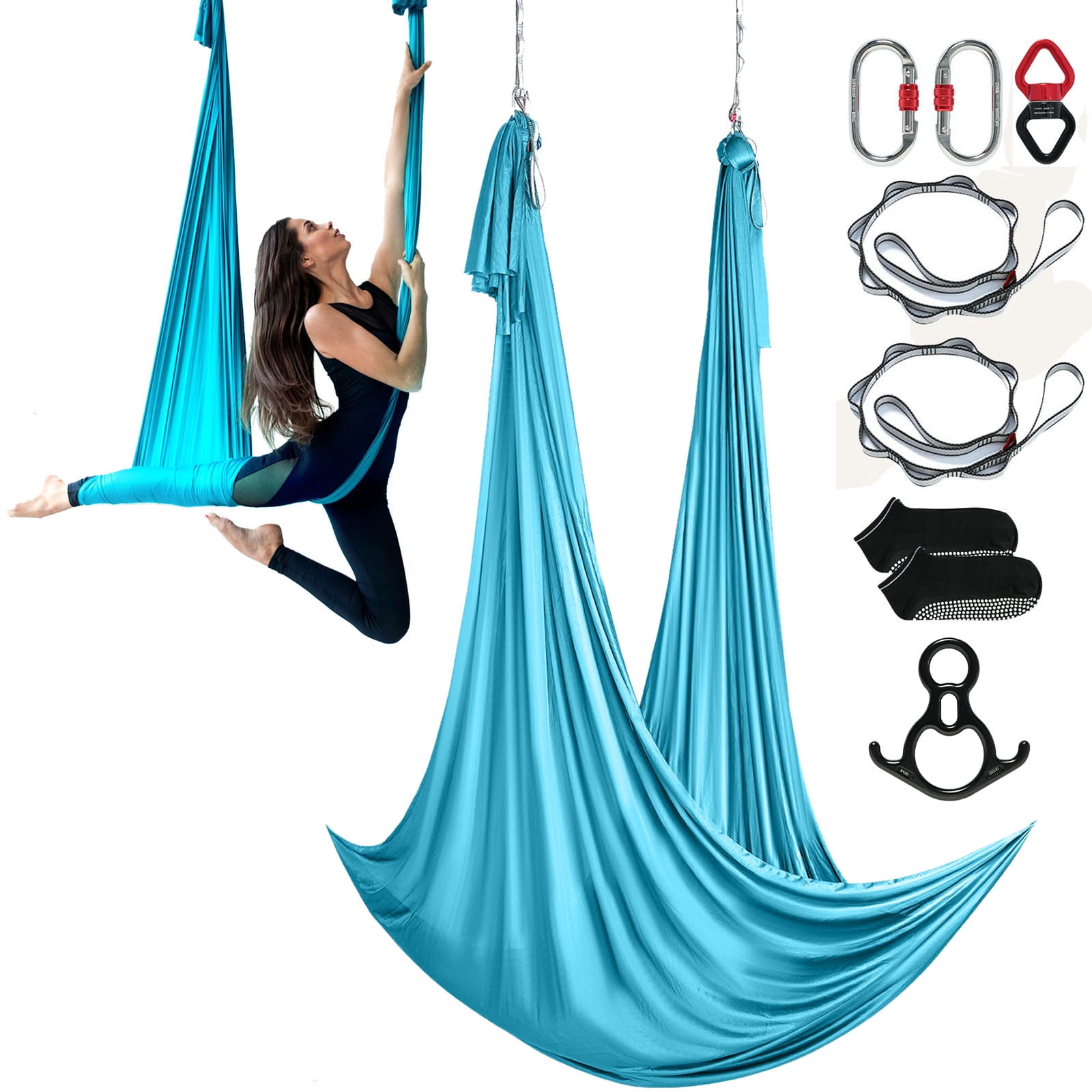 VEVOR Aerial Silk & Yoga Swing, 11 Yards, Aerial Yoga Hammock Kit with ...