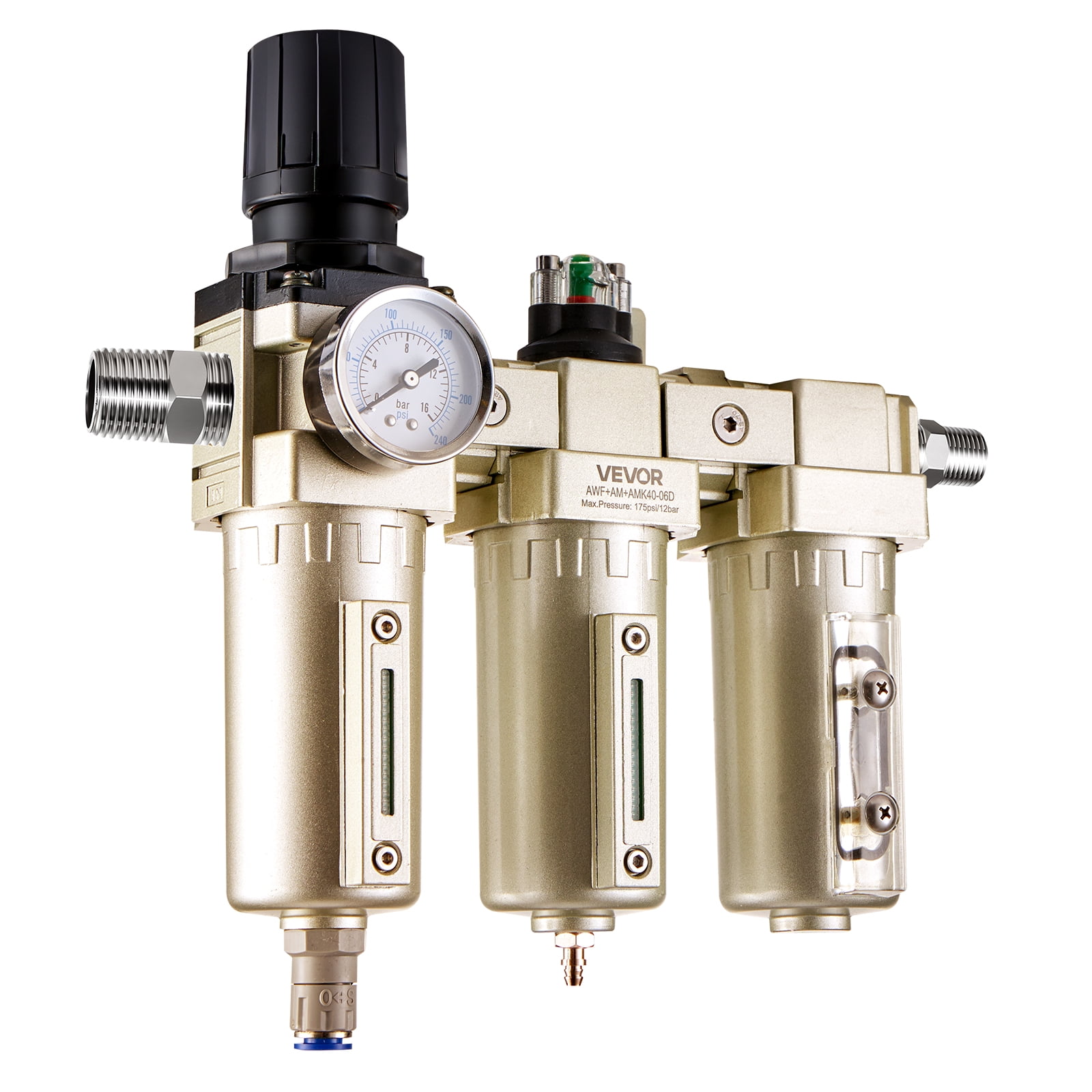 VEVOR Air Compressor Filter Regulator, 3/4" NPT 3-Stage 5μm & 0.3μm & 0 ...
