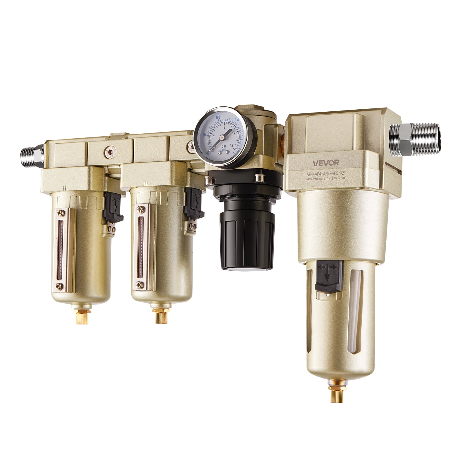 VEVOR Air Compressor Filter Regulator Combo, 1/2" NPT 3-Stage 25μm ...