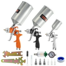 TCP Global Brand HVLP Spray Gun Set - 3 Sprayguns with Cups, Air ...