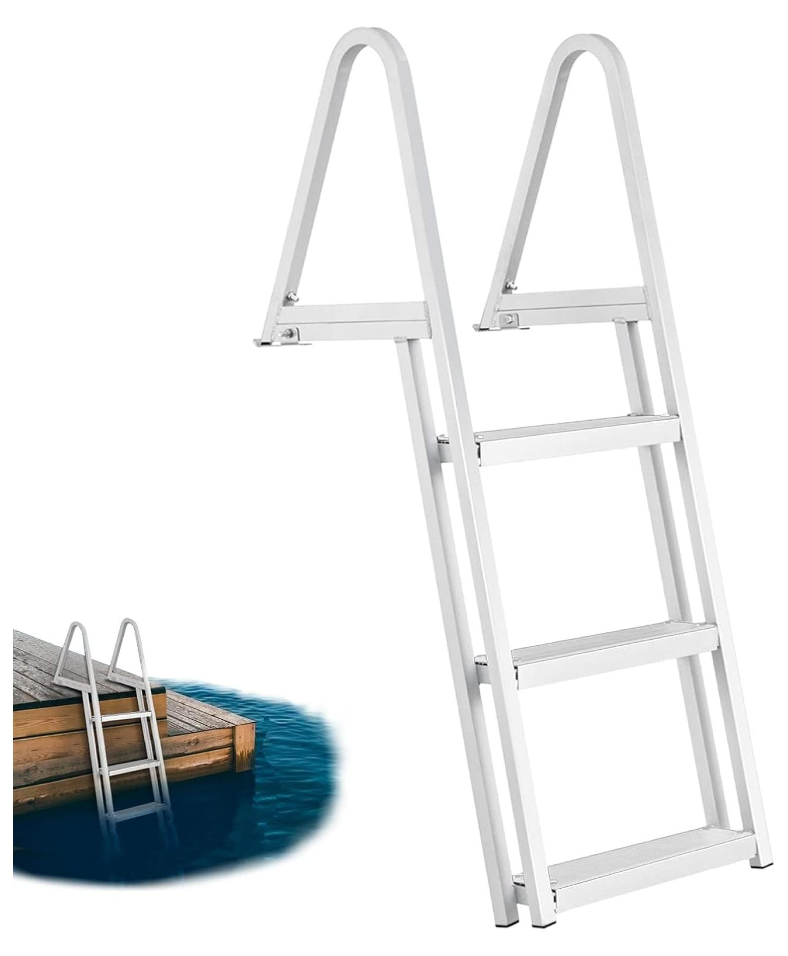 VEVOR Aluminum Dock Ladder 3 Steps, Removable Boat Ladder 16-Inch Wide ...