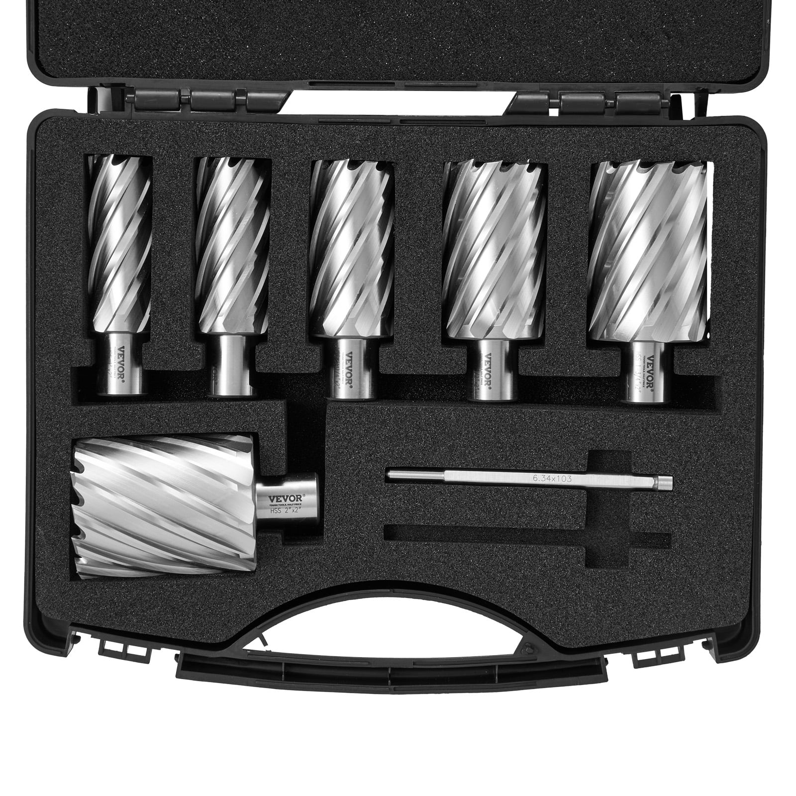VEVOR Annular Cutter Set, 6 pcs Weldon Shank Mag Drill Bits, 1" to 2 ...