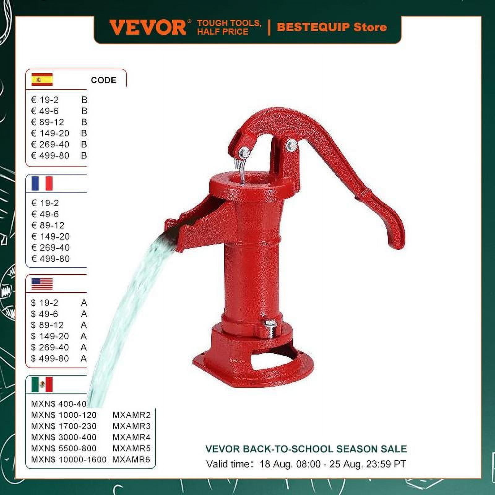 VEVOR Antique Well Hand Pitcher Pump 25 ft Maximum Lift Cast Iron with ...