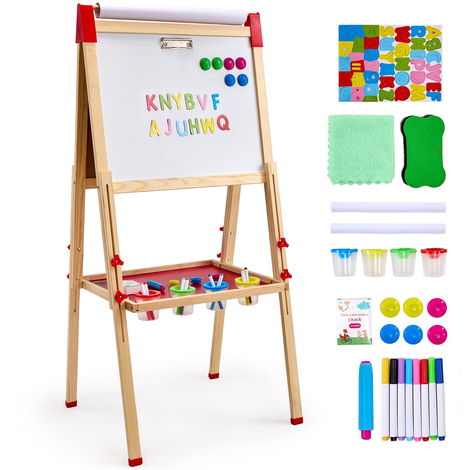 VEVOR Art Easel for Kids, 3-in-1 Wooden Double-Sided Kides Art Easel ...