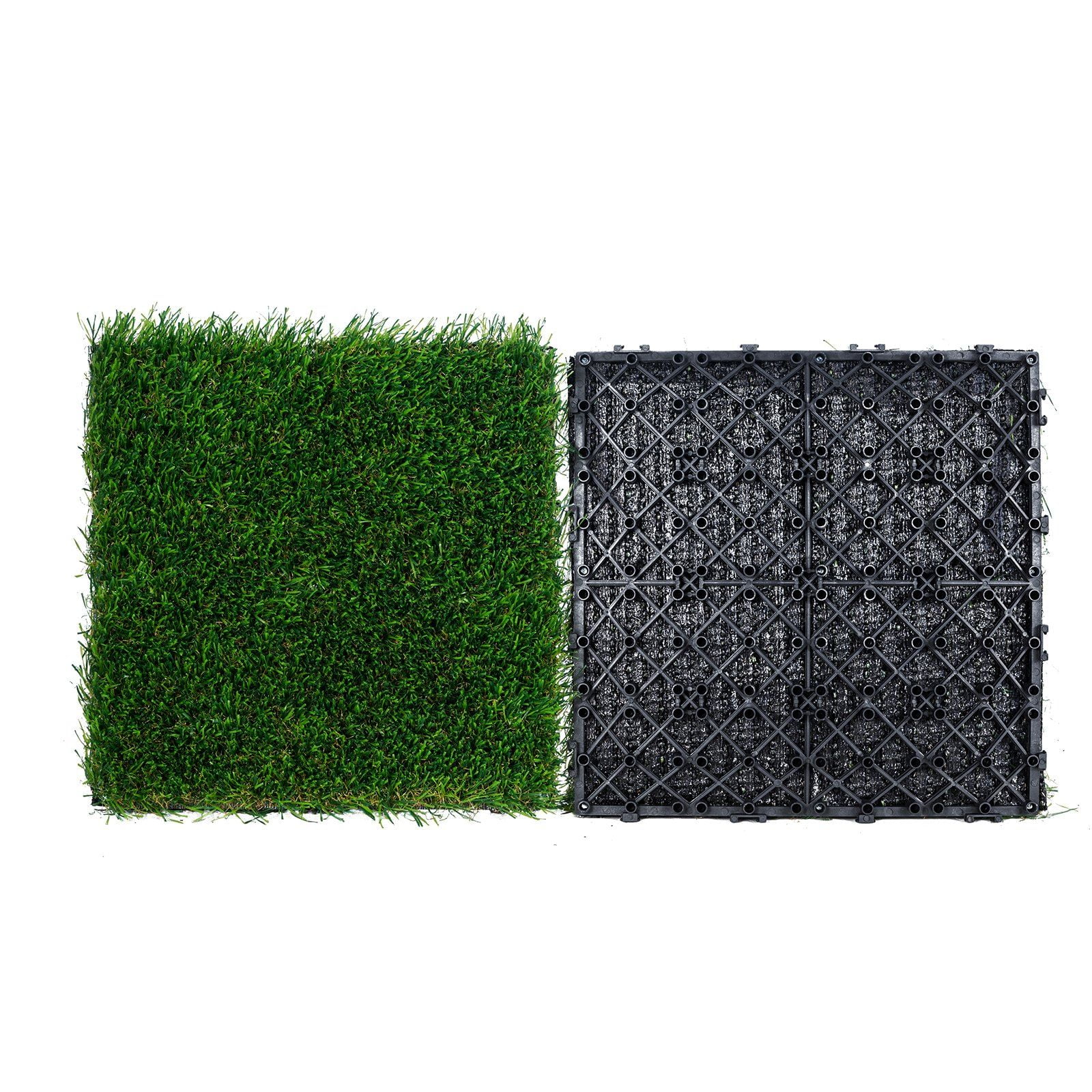 VEVOR Artifical Grass Tiles Interlocking Turf Deck Set, 18 Pack - 12 ...
