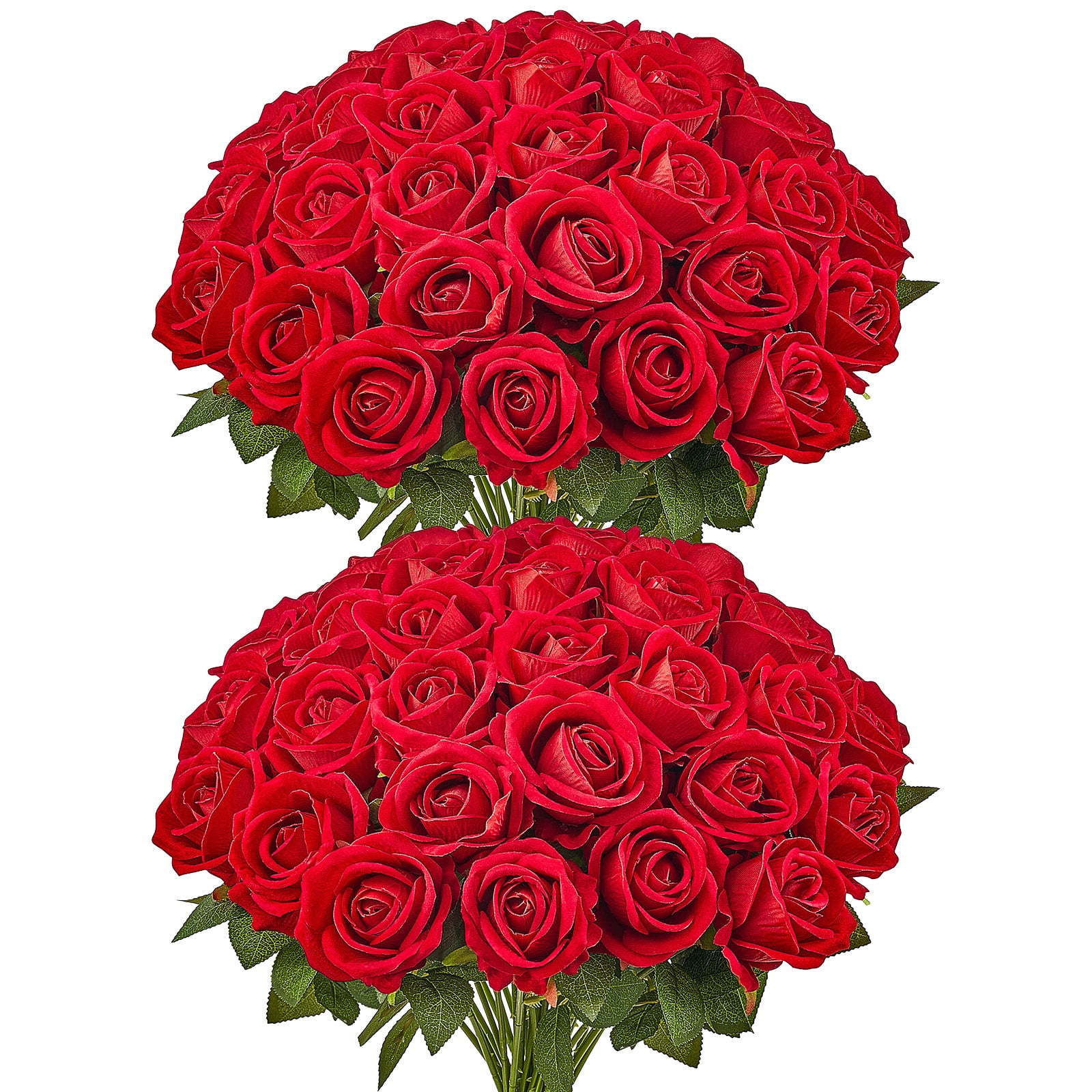 VEVOR Artificial Flowers, 60 pcs Real Looking Red Foam Fake Roses Bulk ...