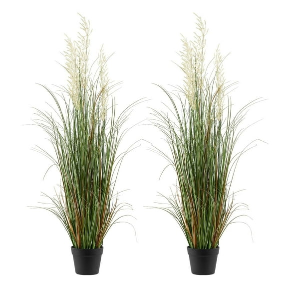 VEVOR Artificial Grass Plant, 2 Pack 47 inch Reed Flower Grass in Pot ...