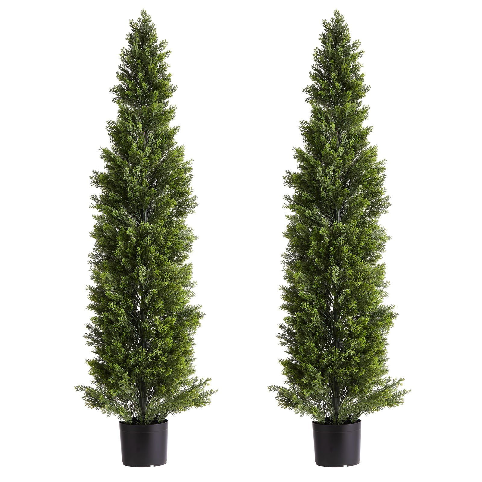 VEVOR Artificial Topiary Cedar Trees, 60 inch 2 Set Faux Pine Shrubs ...