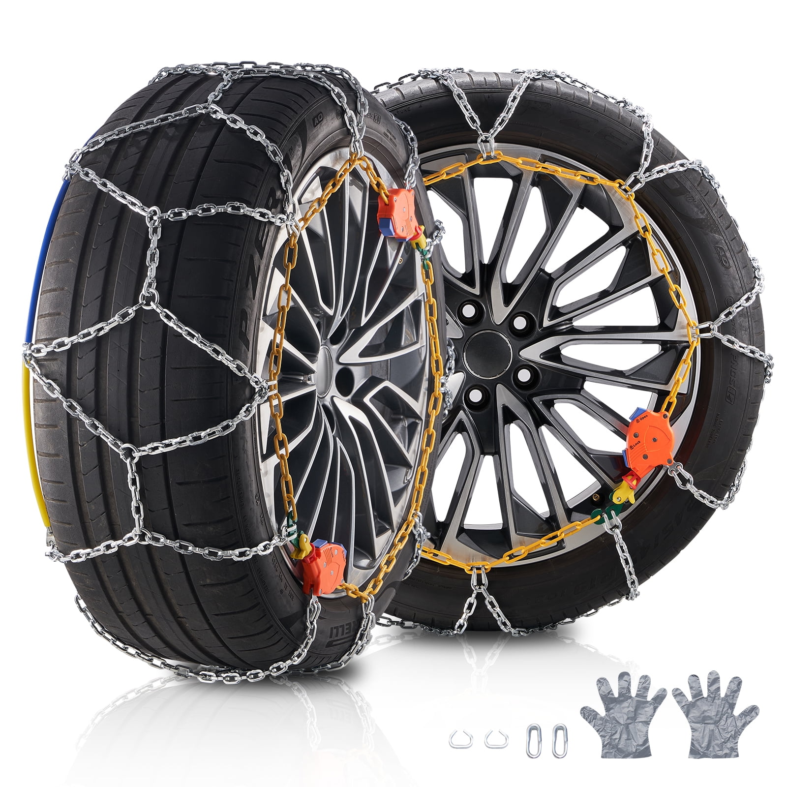 VEVOR Auto Tightening Snow Chains, Diamond Mesh Traction Wheel Chains ...