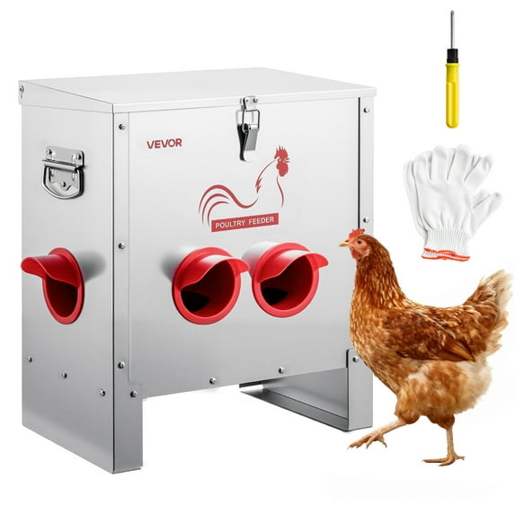 VEVOR Automatic Chicken Feeder, 25 lbs Capacity, 6 Feeding Ports No ...