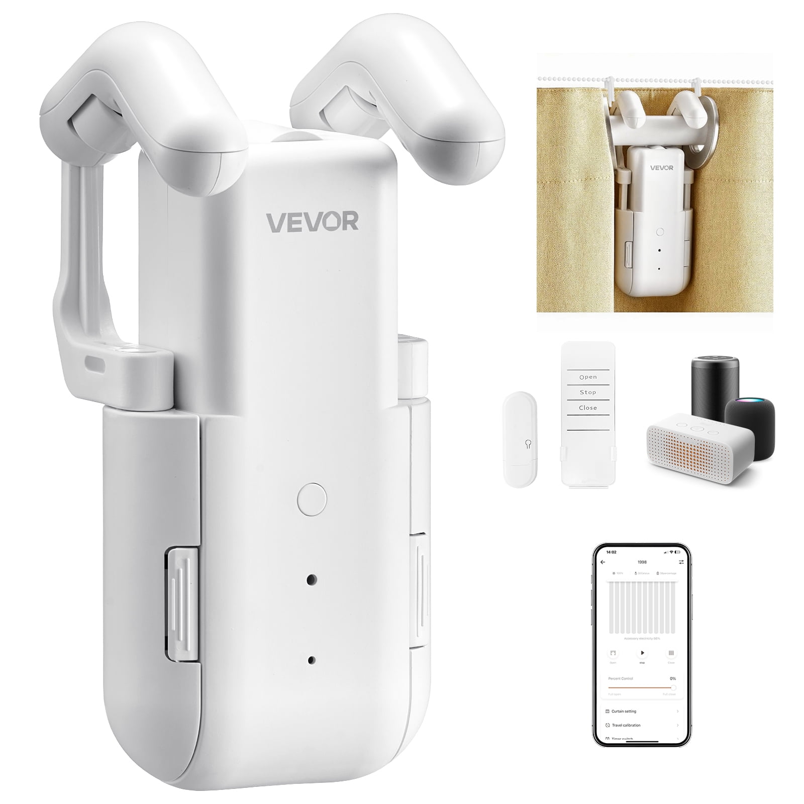 VEVOR Automatic Curtain Opener, APP and Remote Control, Hub Included ...