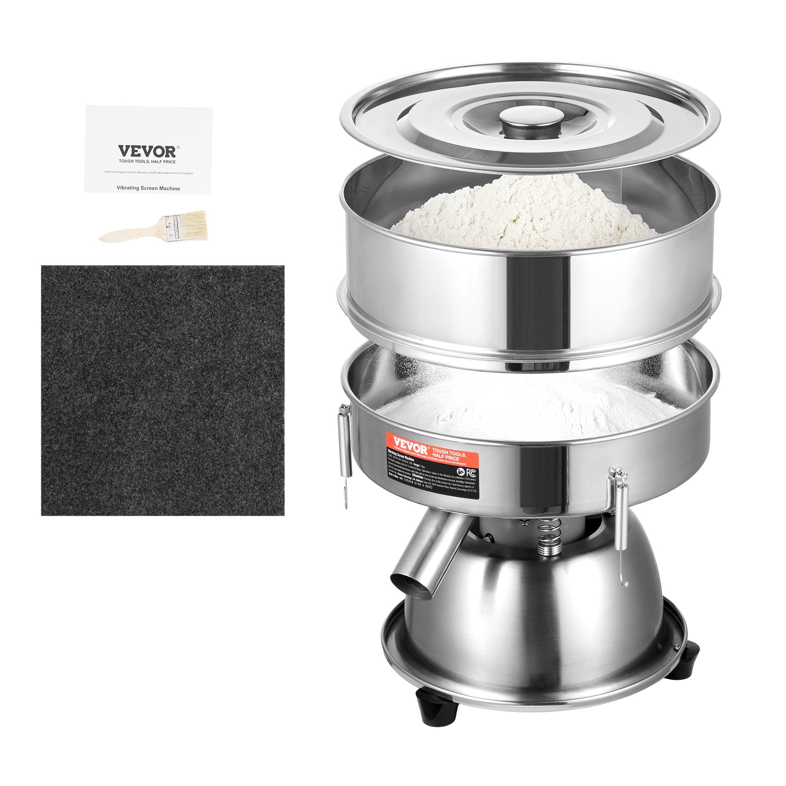 VEVOR Automatic Electric Vibrating Sieve, Stainless Steel Sifter Shaker ...