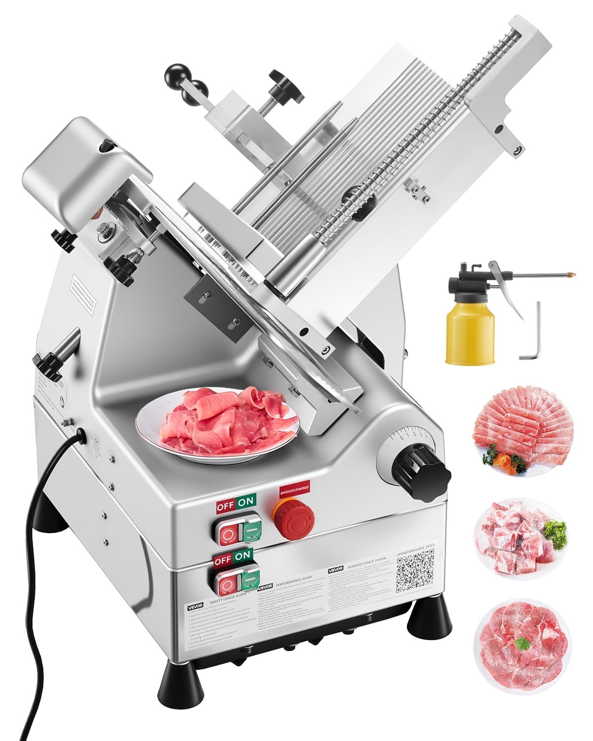 VEVOR Automatic Meat Slicer, 500W, Electric Deli Slicer Machine with 10 ...