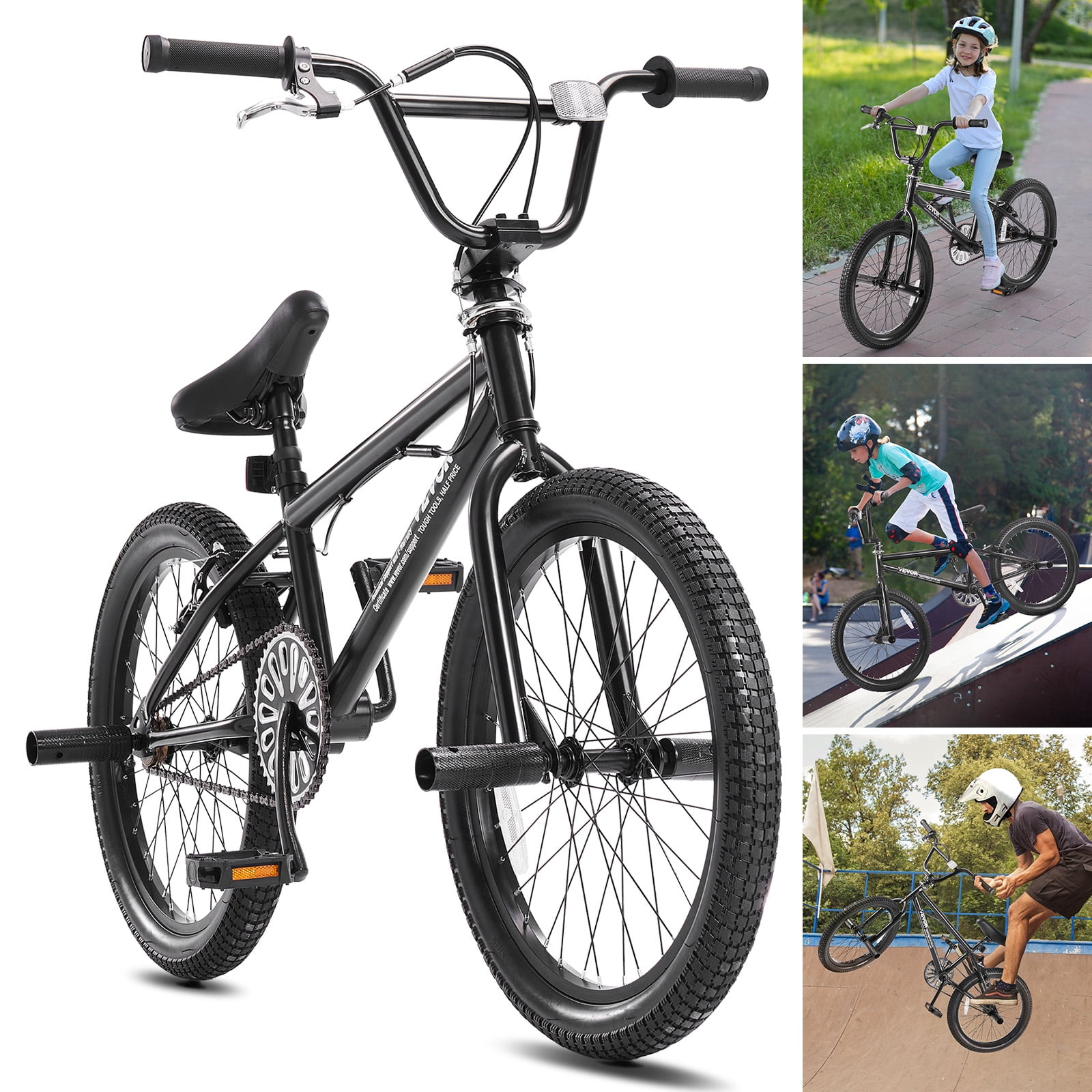 VEVOR BMX Bike, 20-Inch Wheel Freestyle Bike, BMX Race Bike with 360° Rotor and 4 Pegs, Beginner ...
