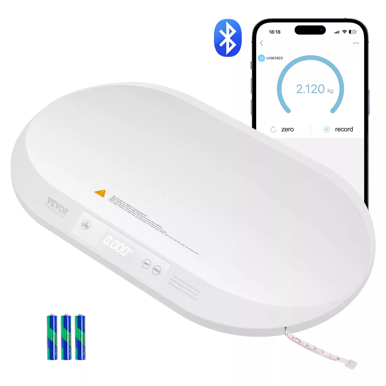 VEVOR Baby Scale Smart Bluetooth Infant Digital Scale with Measuring ...