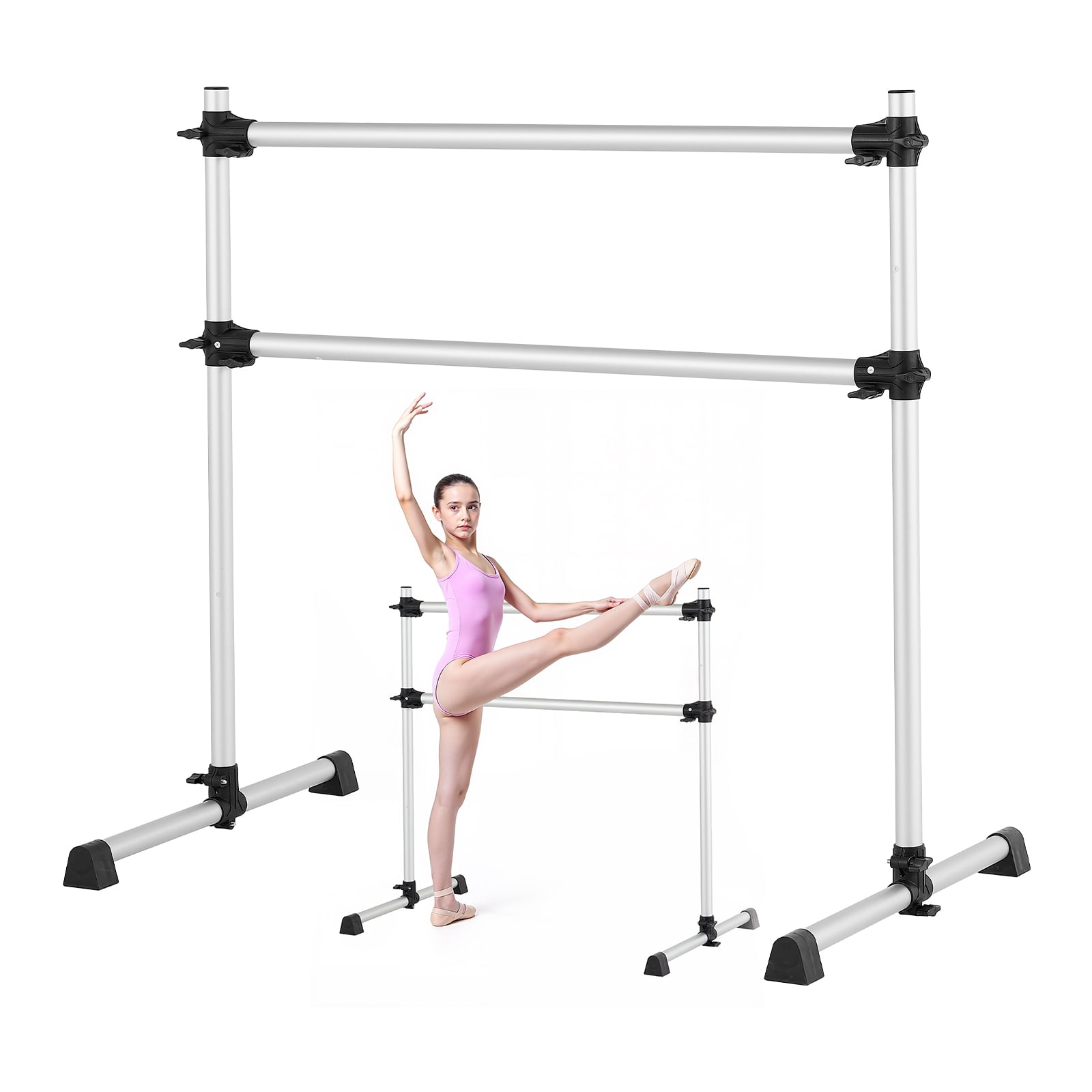 VEVOR Ballet Barre, 4 Ft Aluminum Double Barre Bar for Home ...