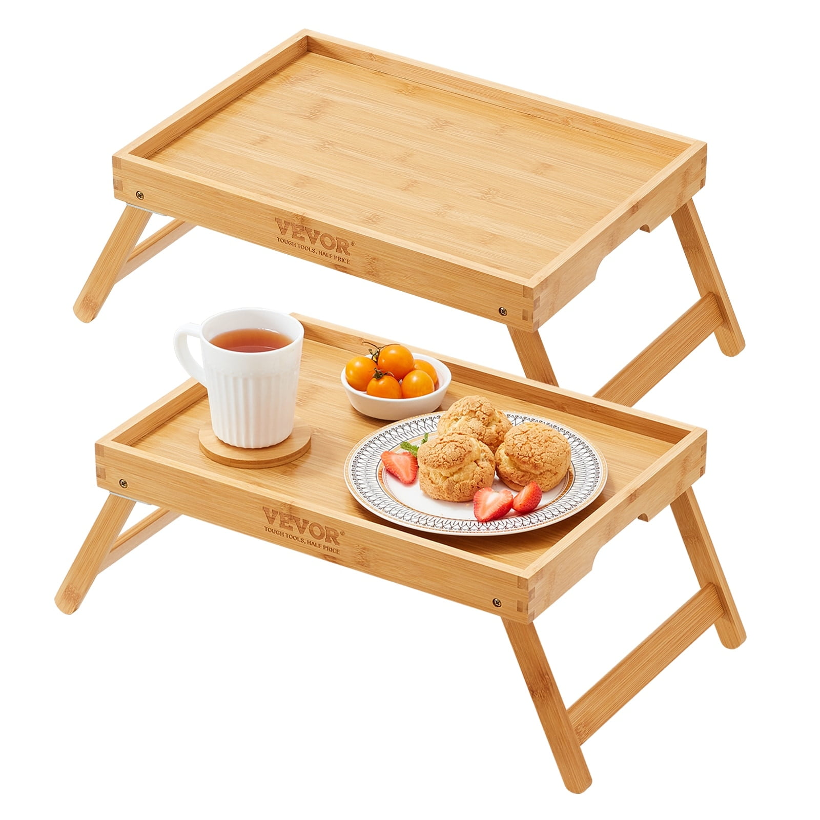 VEVOR Bamboo Bed Tray Table with Foldable Legs for Eating and Working ...