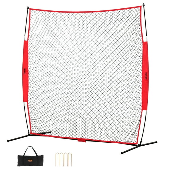 VEVOR Barricade Backstop Net, 7x7 ft Ball Sports Barrier Netting ...