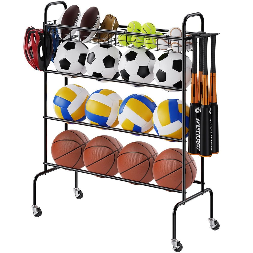 VEVOR Basketball Rack 4-Layers Rolling Basketball Shooting Training ...