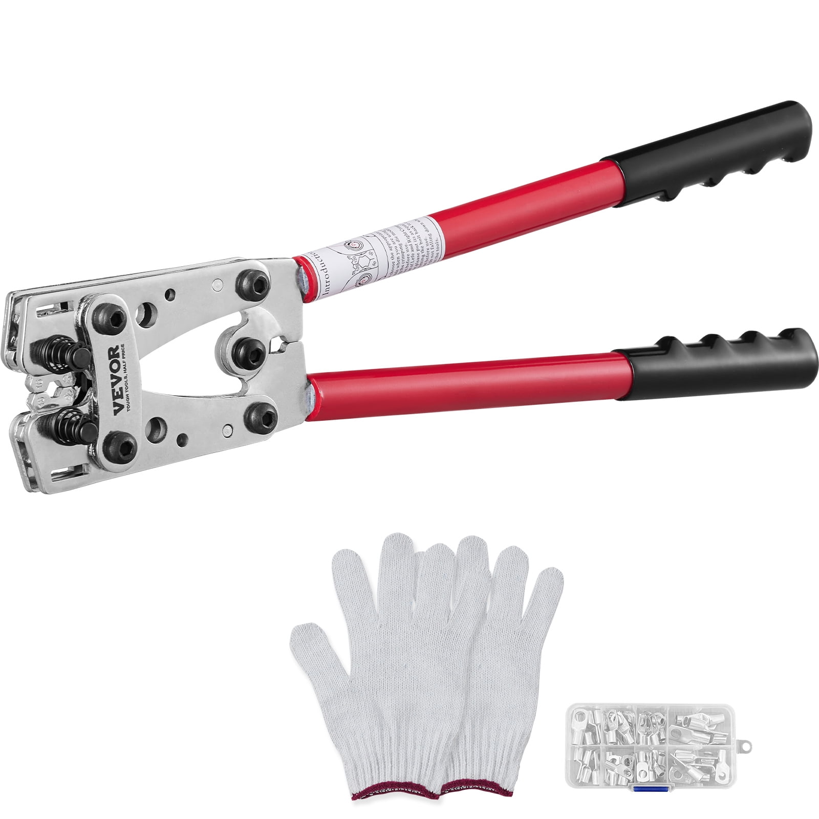 VEVOR Battery Cable Lug Crimping Tool, 10-1/0 AWG with Heavy Duty Wire ...