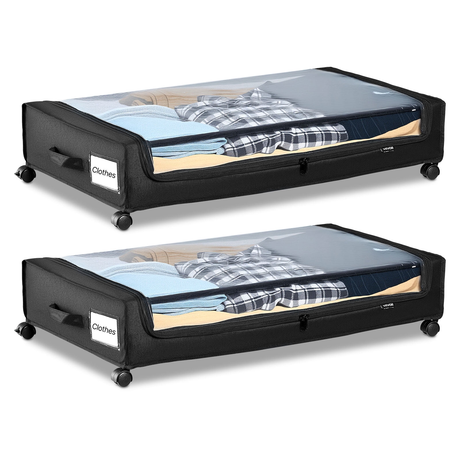 VEVOR Under Bed Storage with Wheels, 30.3 x 18.5 x 6.8 inch, Underbed ...