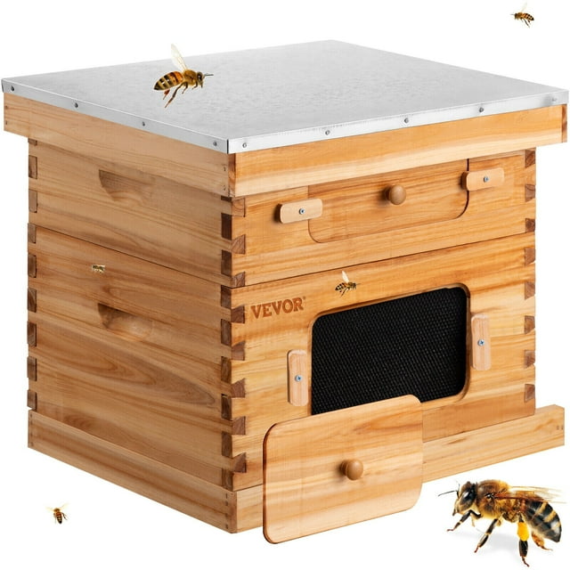 VEVOR Beehive Box Kit Bee Honey Hive 10-40 Frames Medium & Deep Beeswax ...