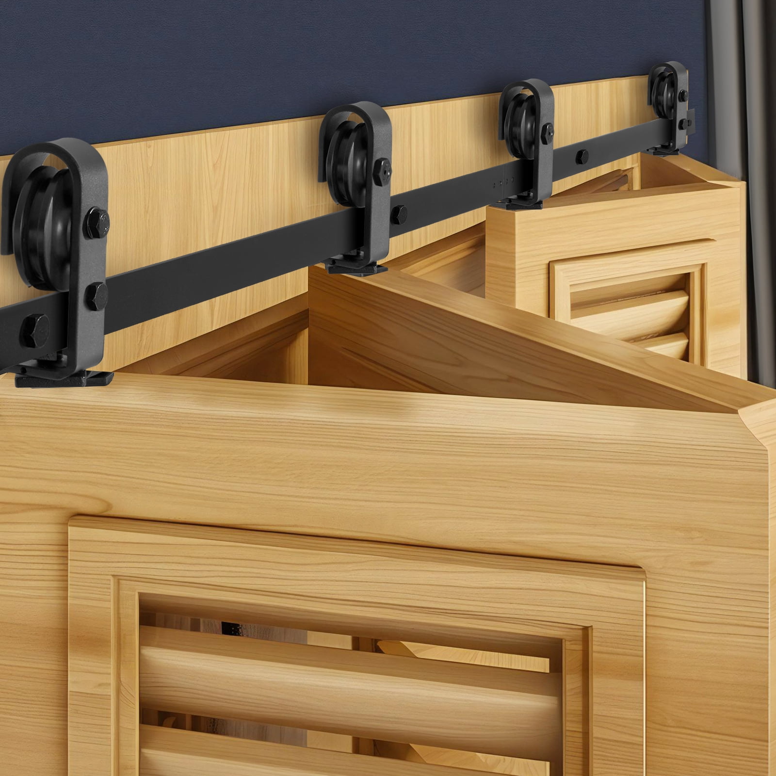 VEVOR Bi-Folding Sliding Barn Door Hardware Track Kit, 64" Top Mount ...