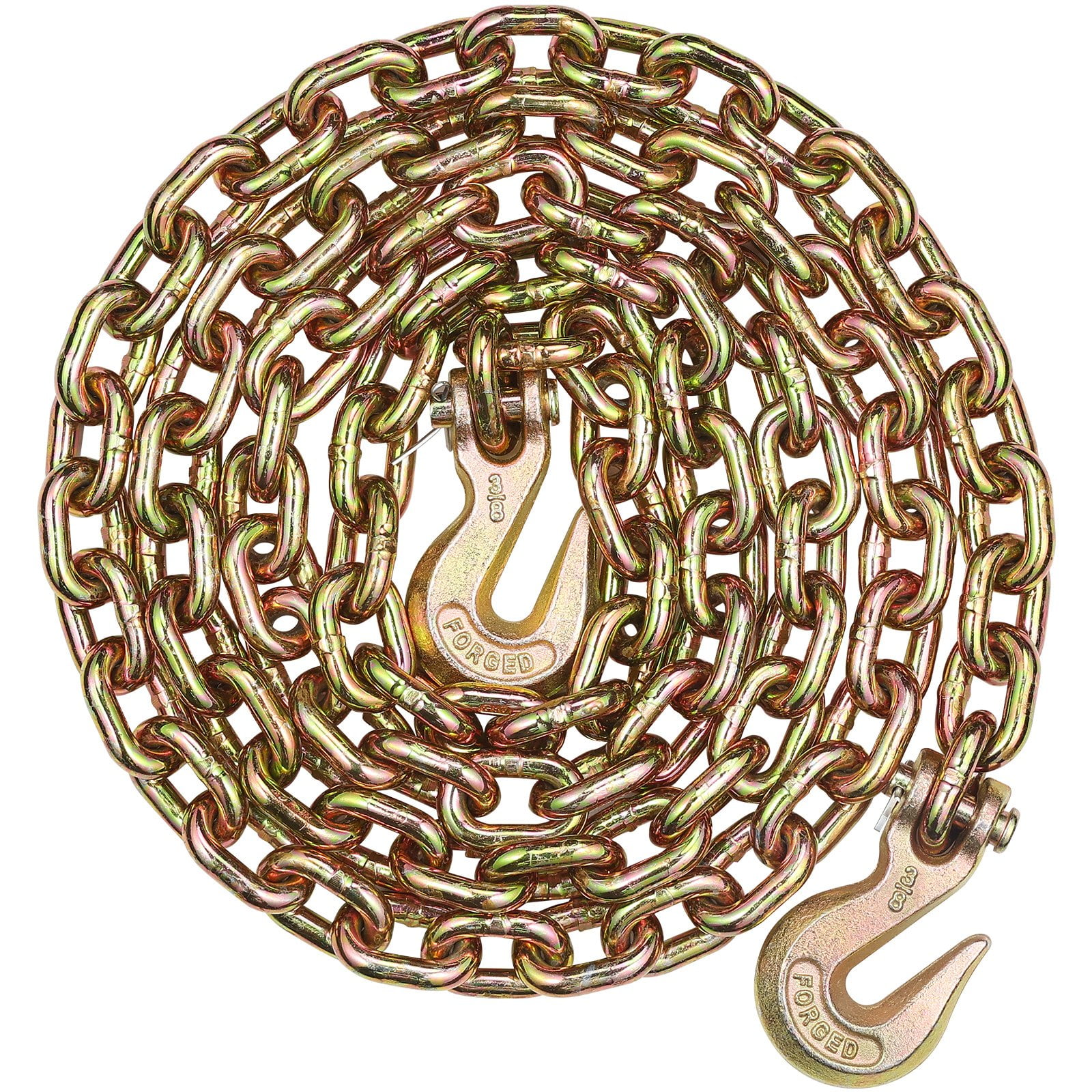 VEVOR Binder Chain G80 Tie Down Tow Chain with Two Hooks - 3/8" x 10', 7,100 lbs Capacity ...