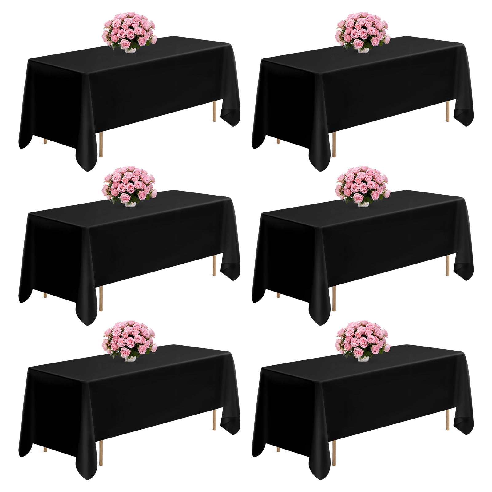 VEVOR Black Tablecloths for Rectangle Tables, 6 Pack, 70 x 120 Inches ...