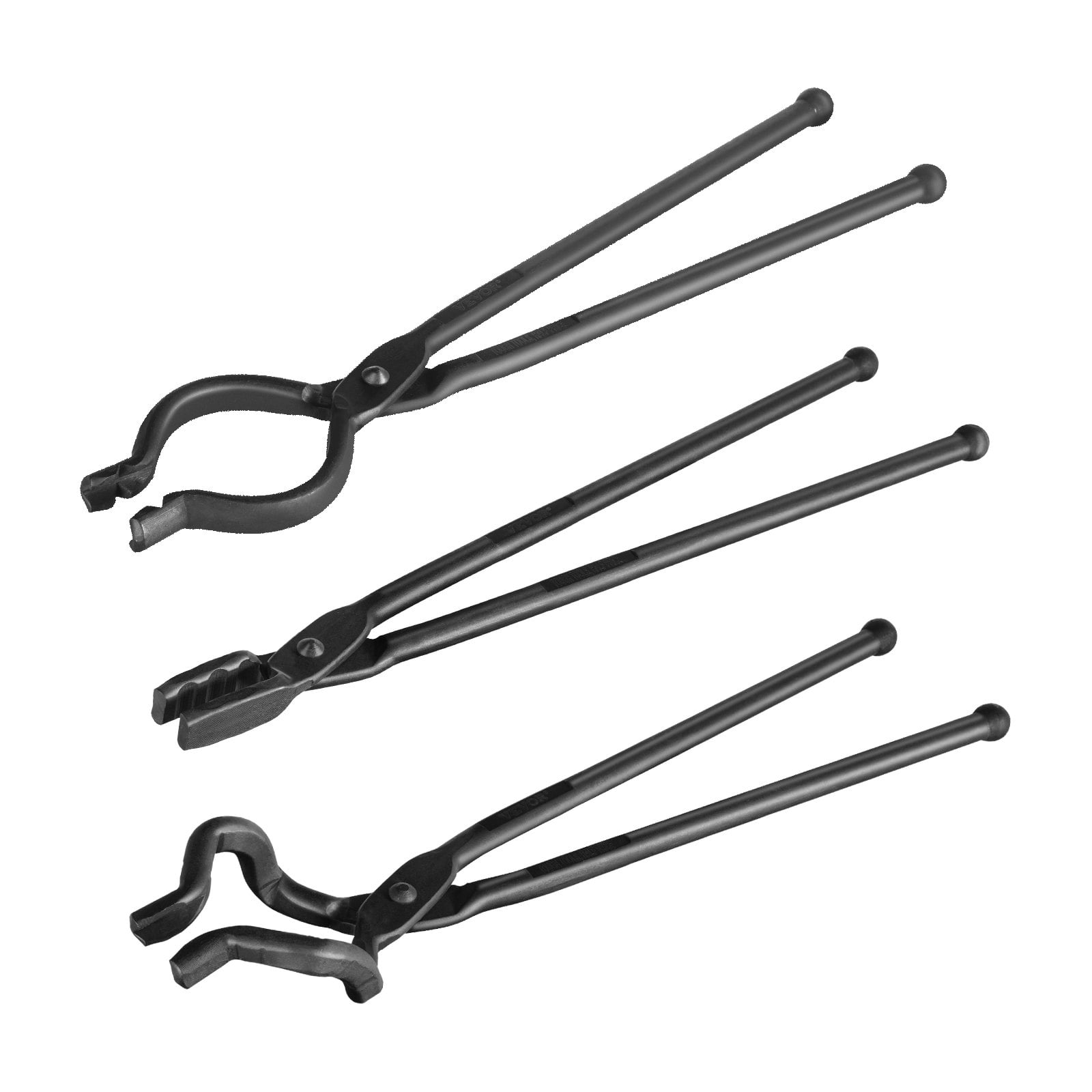 VEVOR Blacksmith Tongs Set, 18-Inch, 3-Piece with V-Bit Bolt, Wolf Jaw ...