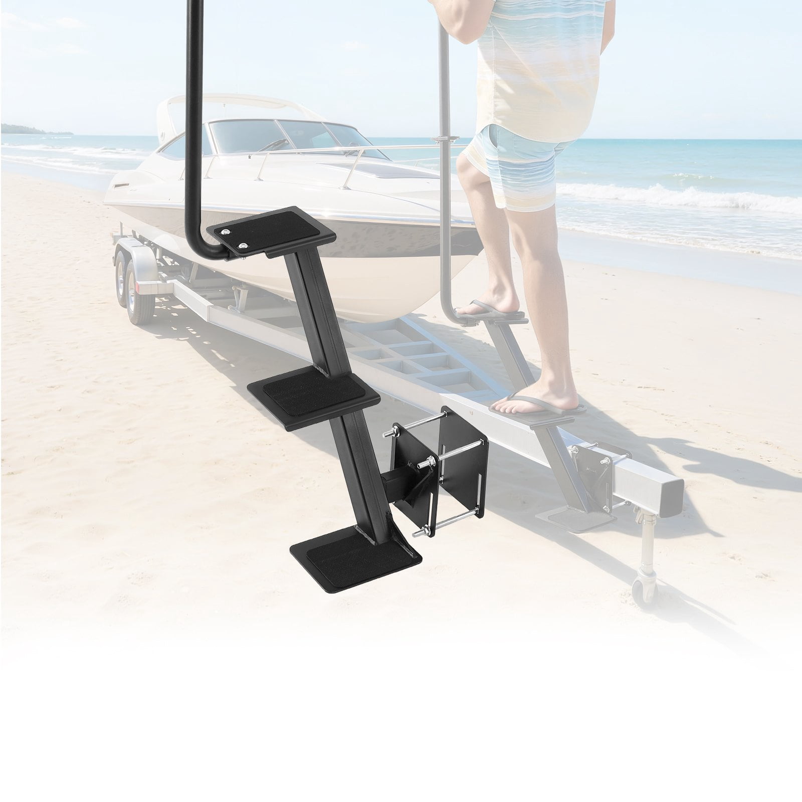 VEVOR Boat Trailer Steps, 3-Step, Heavy-Duty Boat Trailer Steps with ...