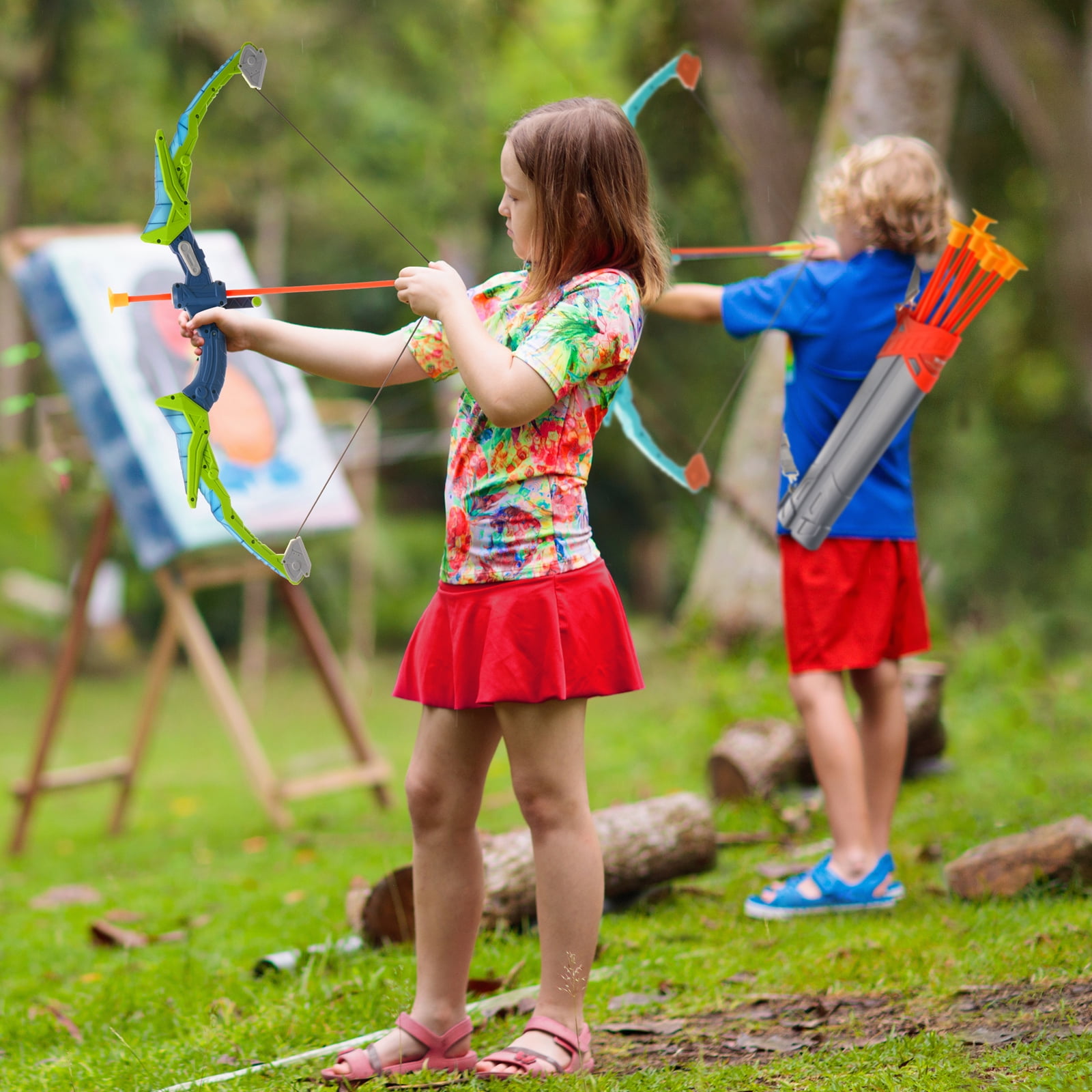 VEVOR Bow and Arrow Set for Kids, 2 Pack LED Light Up Archery Set with ...