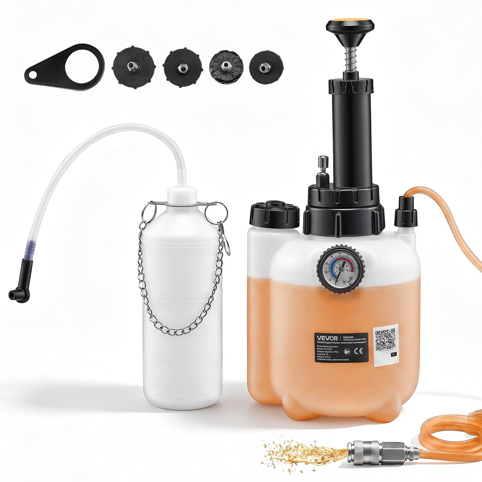 VEVOR Brake Bleeder Kit, 3L Manual Brake Fluid Bleeding Kit with 1L ...