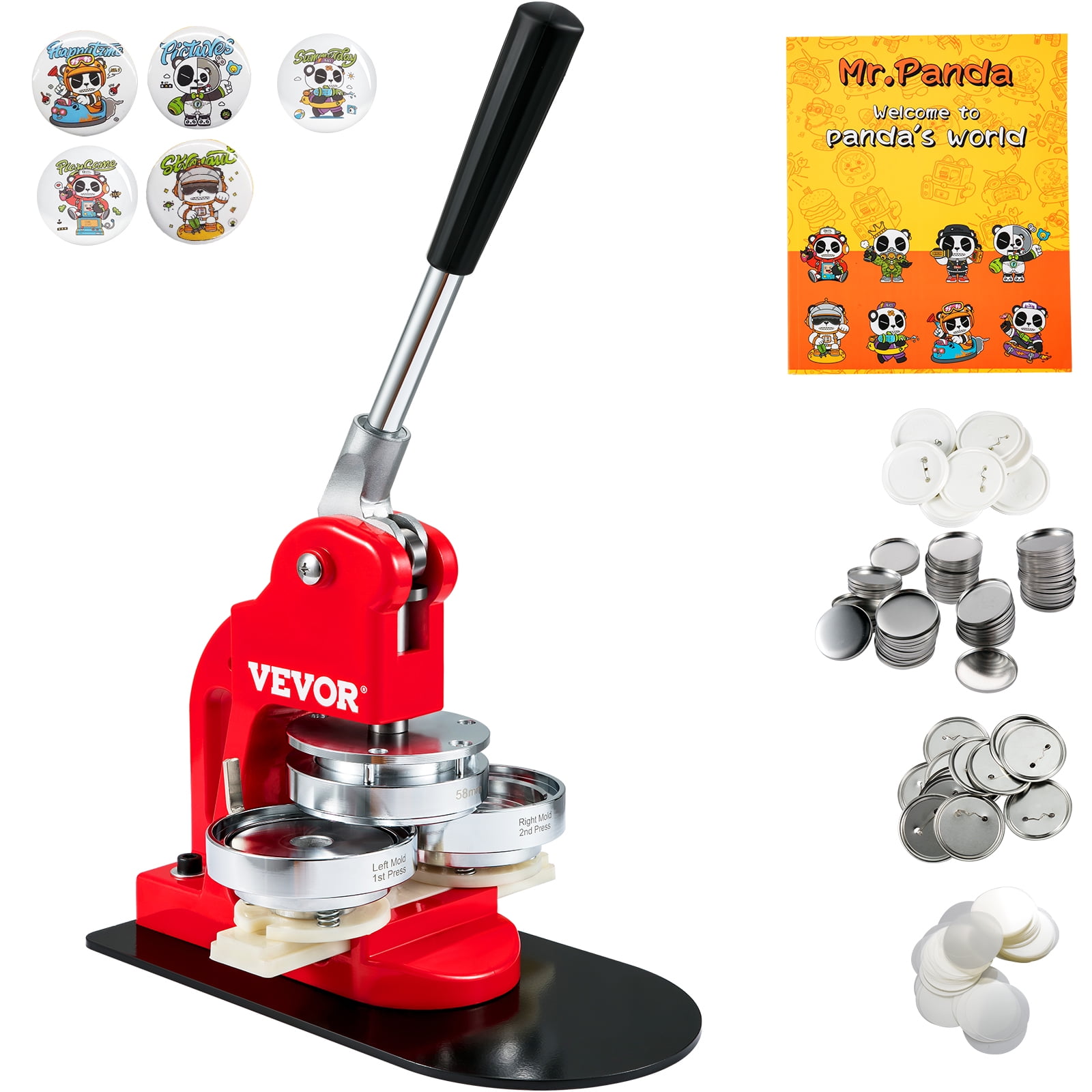 "VEVOR 2.25"" 58mm Button Maker Machine with 500 Free Parts, Badge Pin ...