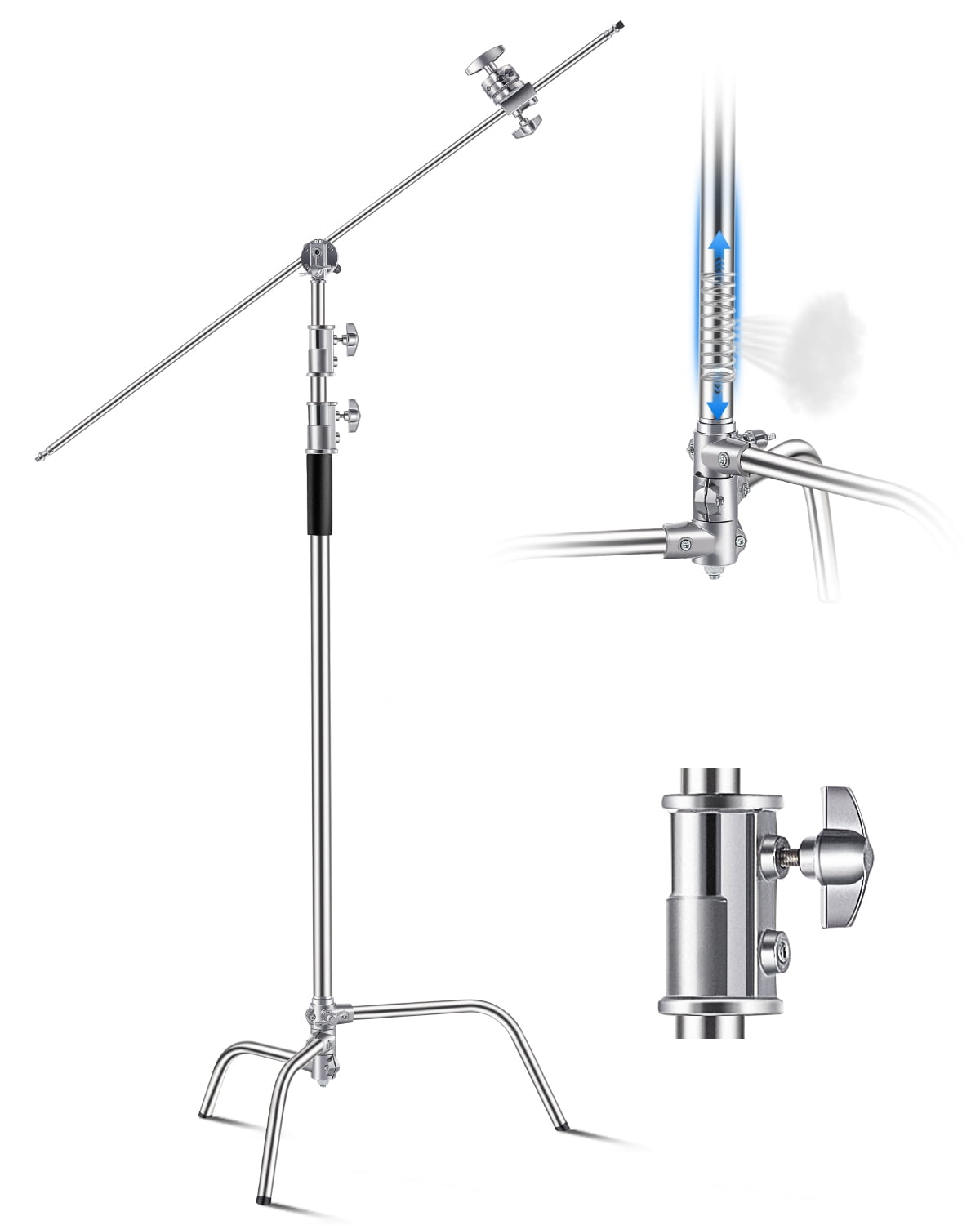 VEVOR C Stand with Boom Arm, Max Height 10.83 ft/330 cm, Stainless ...